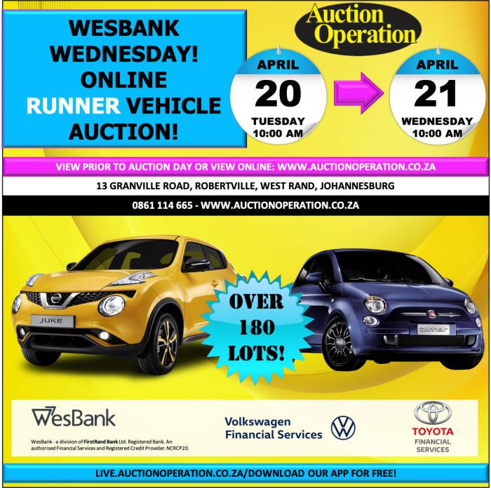 Auction Operation - WESBANK WEDNESDAY! ONLINE RUNNER VEHICLE AUCTION!