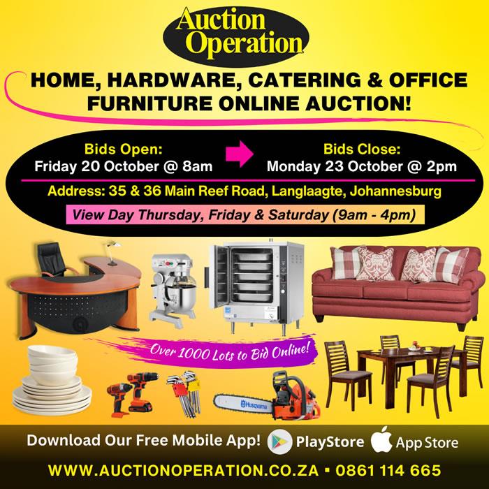 Auction Operation - HOME, OFFICE, HARDWARE & CATERING ONLINE TIMED AUCTION!