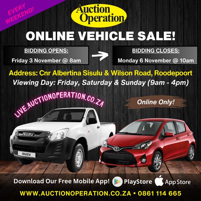 Auction Operation - ONLINE VEHICLE SALE!