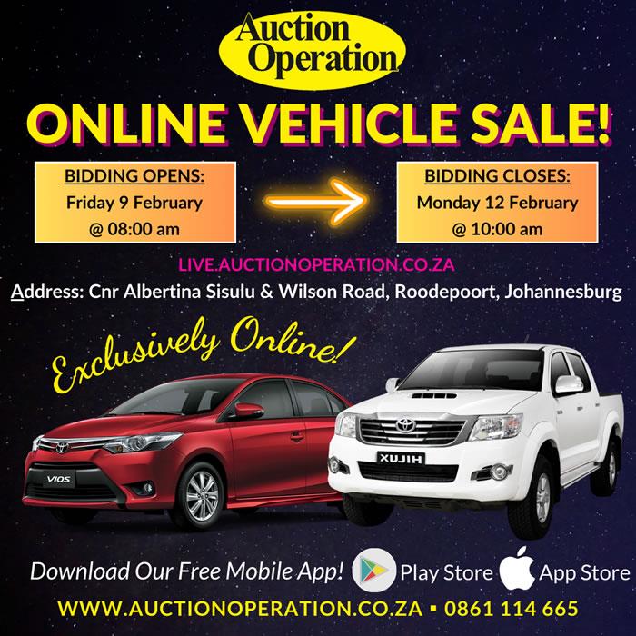 Auction Operation - ONLINE VEHICLE SALE!
