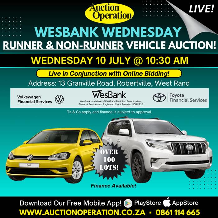 Auction Operation - Wesbank Live Runner & Non-Runner Vehicle Auction!