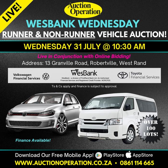 Auction Operation - Wesbank Live Runner & Non-Runner Vehicle Auction!