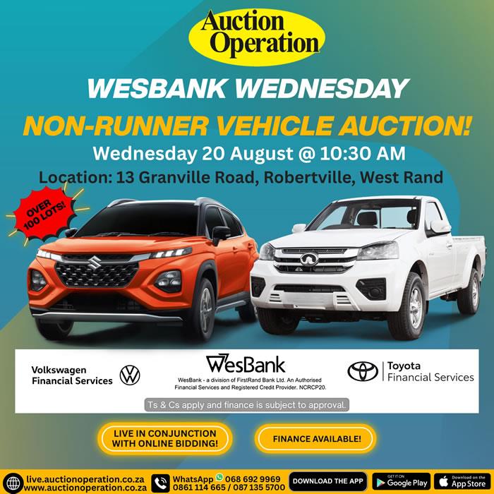 Auction Operation - Wesbank Non-Runner Vehicle Auction!